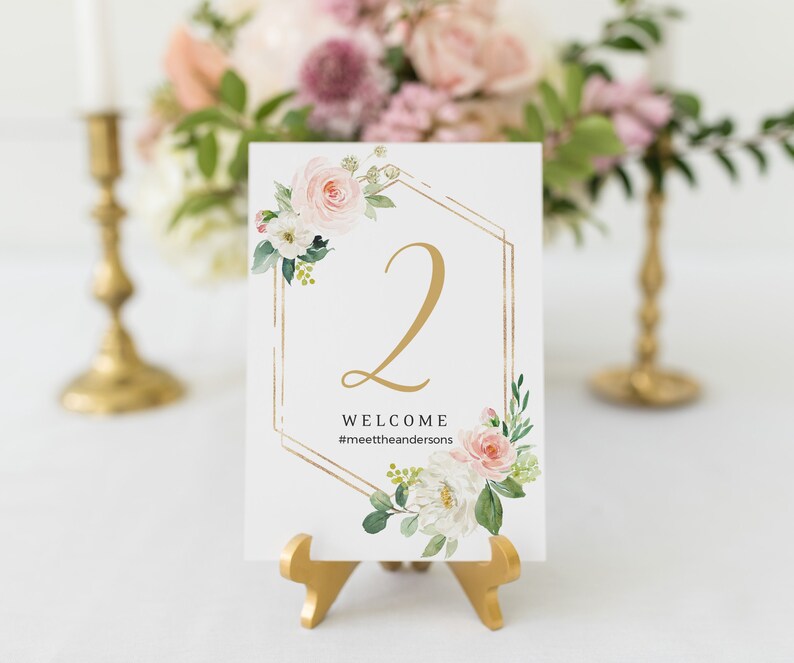 Table Numbers Floral Gold Table Numbers Table Numbers - Etsy