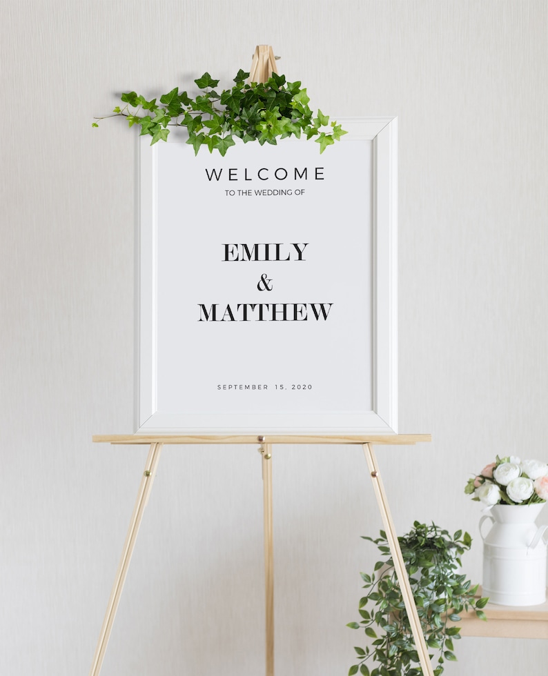Welcome Wedding Sign template Elegant Welcome Sign Welcome | Etsy