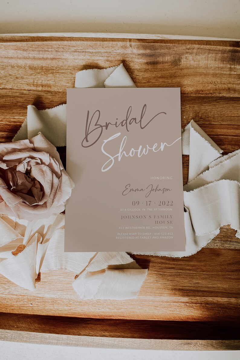 Boho Bridal Shower Invitation Invitation Template Natural | Etsy