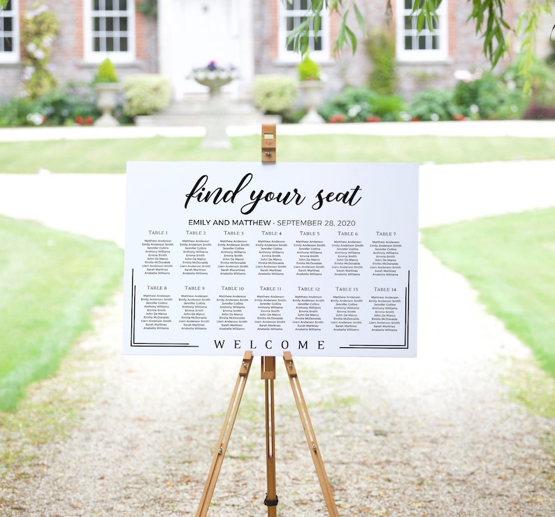 Seating Chart Wedding Elegant and Rustic Seating Chart - Etsy