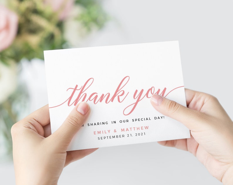 Blush Thank You Cards Wedding Thank You Cards Thank You | Etsy