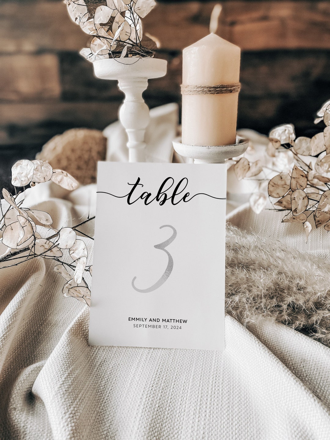 Silver Wedding Table Numbers, Table Number Template, Silver Table Names ...