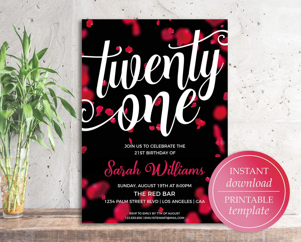 21 Birthday Invitation Printable Twenty First Birthday | Etsy