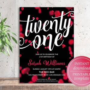 21 Birthday Invitation Printable | Twenty First Birthday | 21st ...