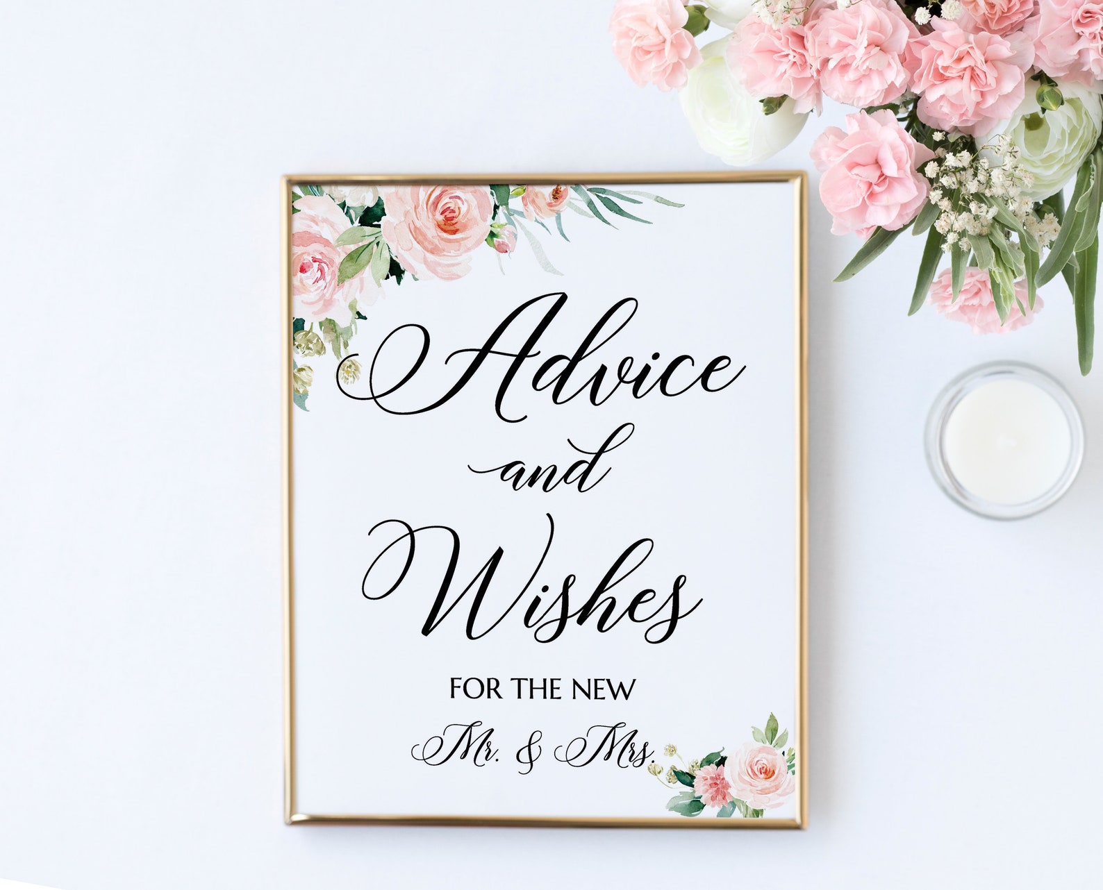 Advice And Wishes For Mr And Mrs Sign Template Printable Etsy