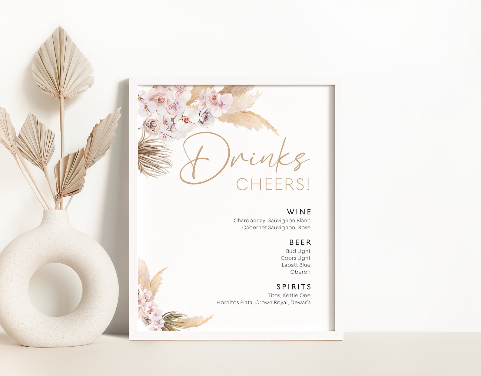 Drinks Menu Sign Wedding Drinks Sign Drinks Menu Template - Etsy