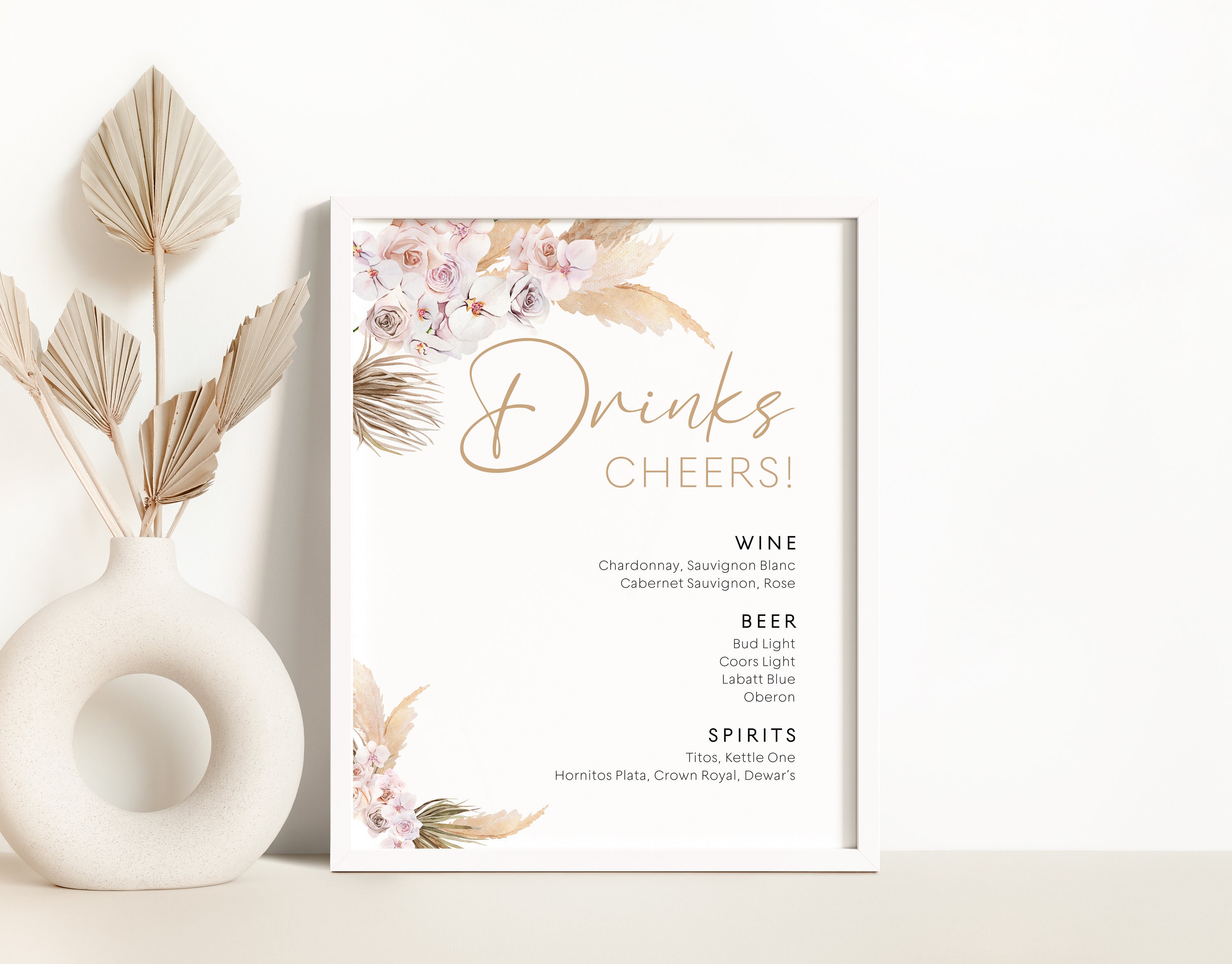 Drinks Menu Sign Wedding Drinks Sign Drinks Menu Template - Etsy