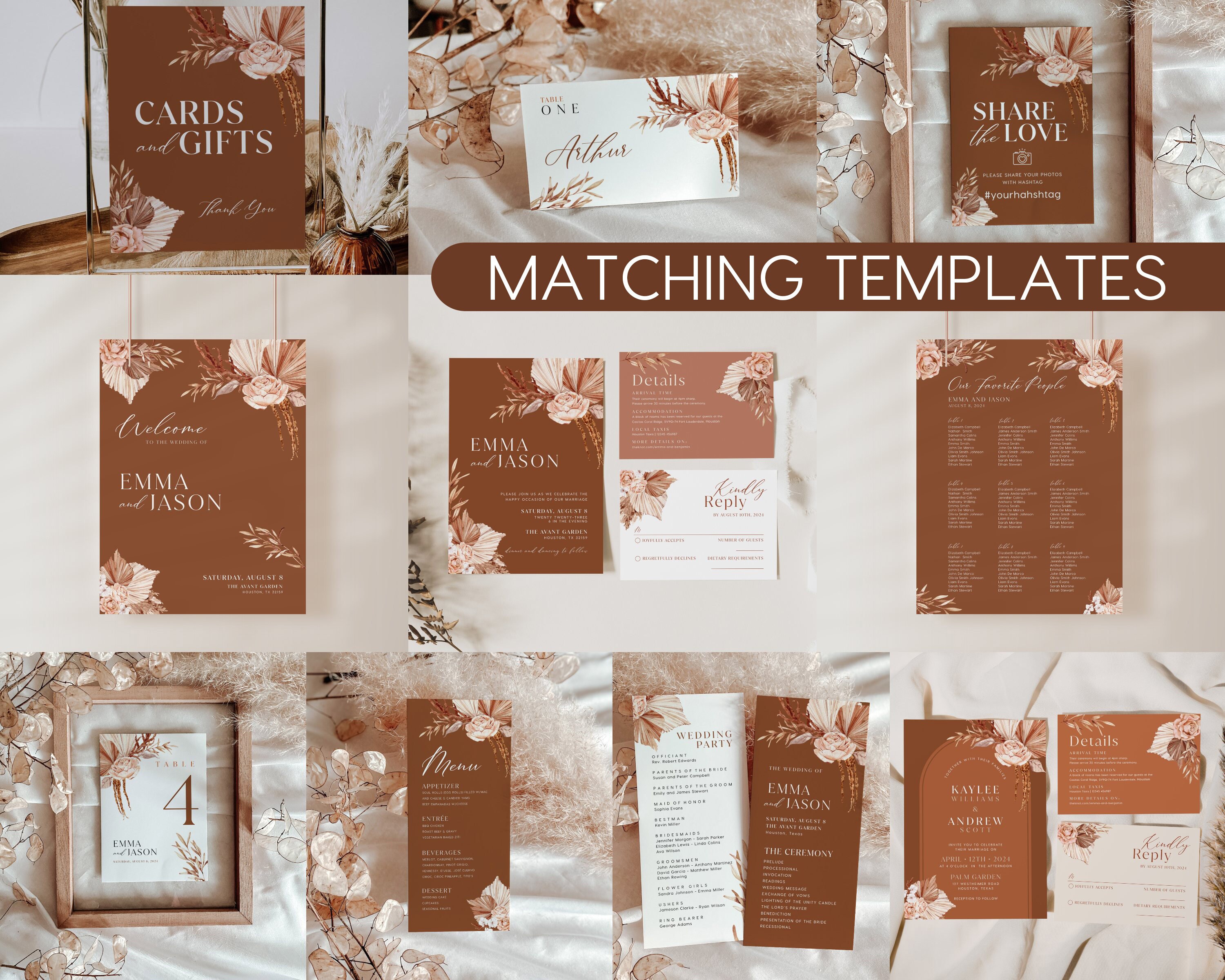 Seating Chart Template Boho Wedding Seating Chart Terracotta | Etsy