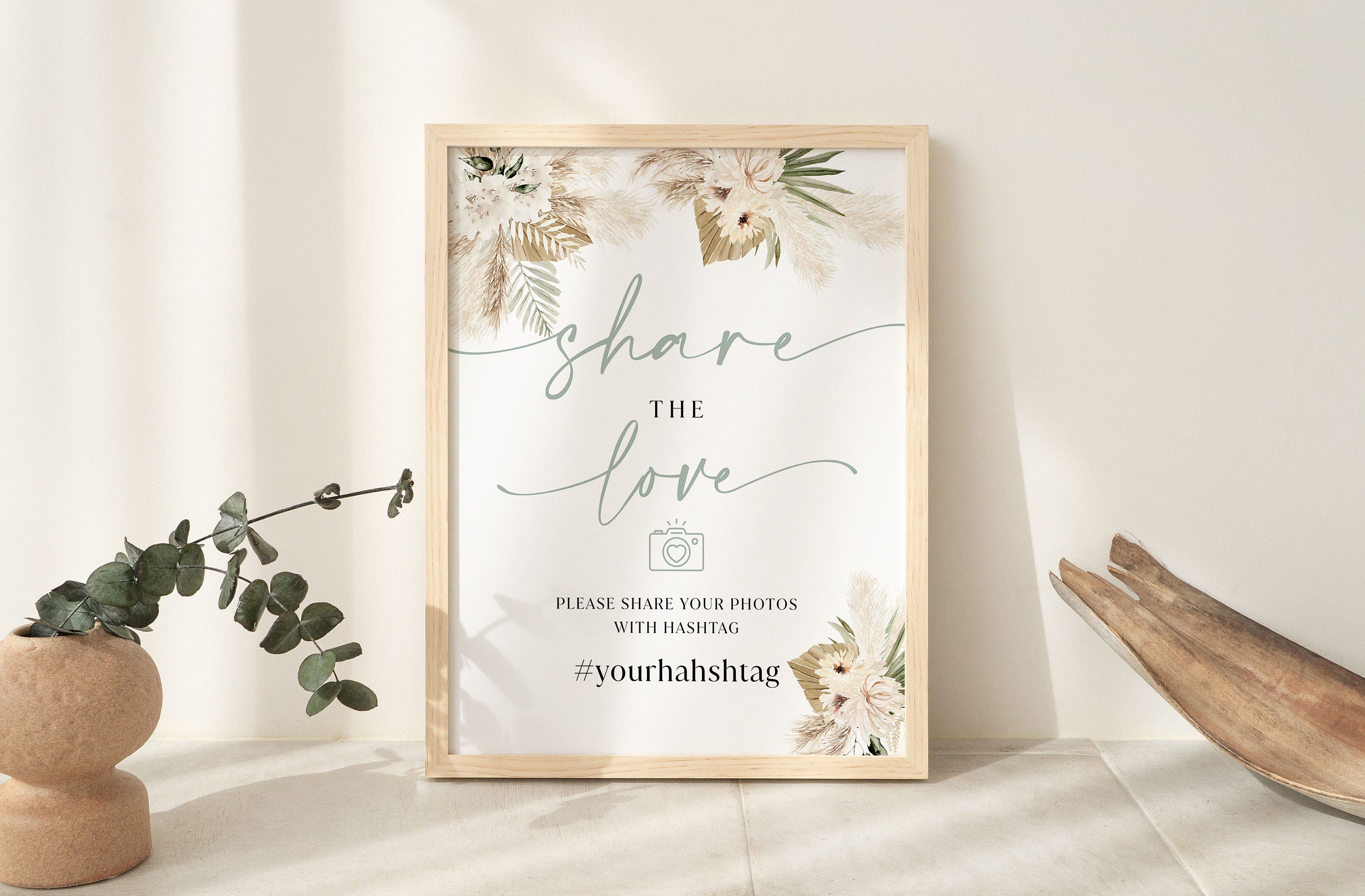 Share the Love Sign Template Wedding Hashtag Sign Boho - Etsy