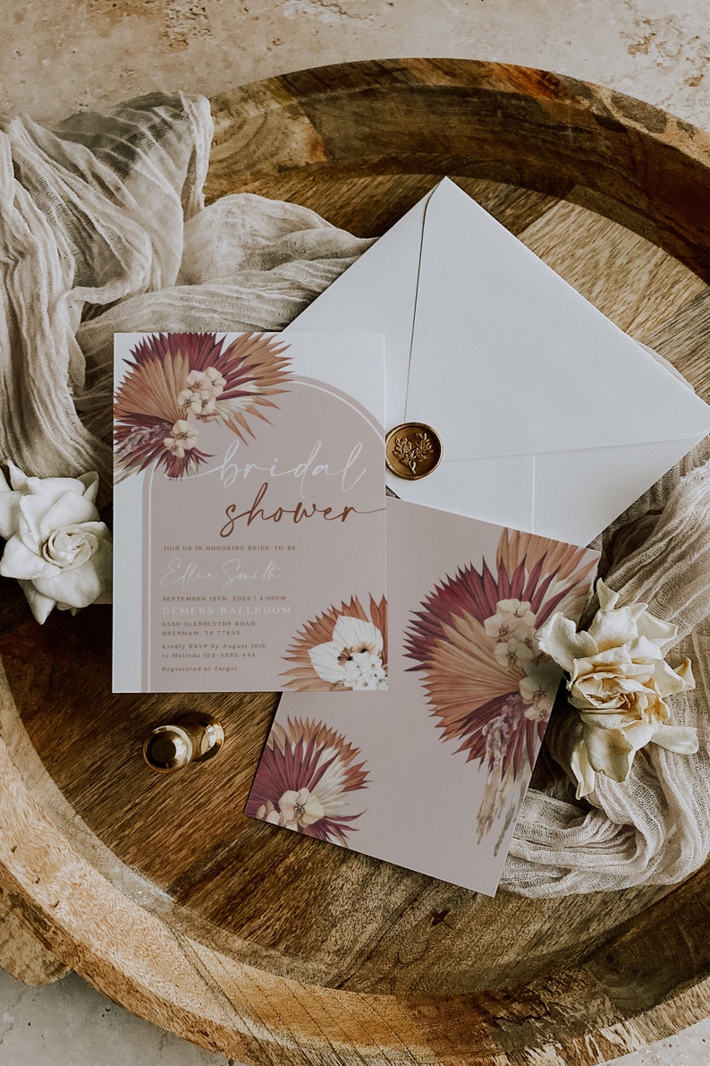 Boho Chic Bridal Shower Invitation Bridal Shower Template | Etsy