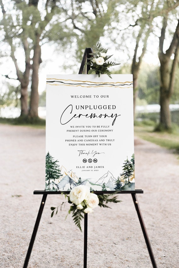Unplugged Ceremony Sign Wedding Unplugged Sign Template | Etsy