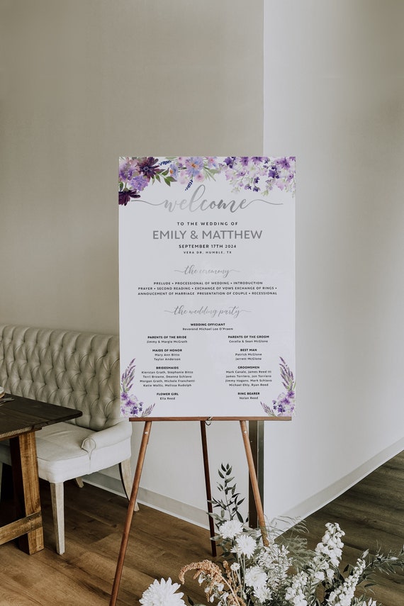 Wedding Program Sign Template Wedding Ceremony Sign - Etsy