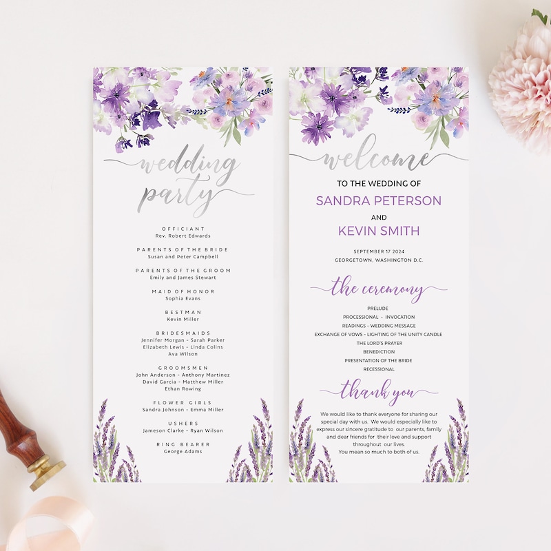 Reception Program - Etsy