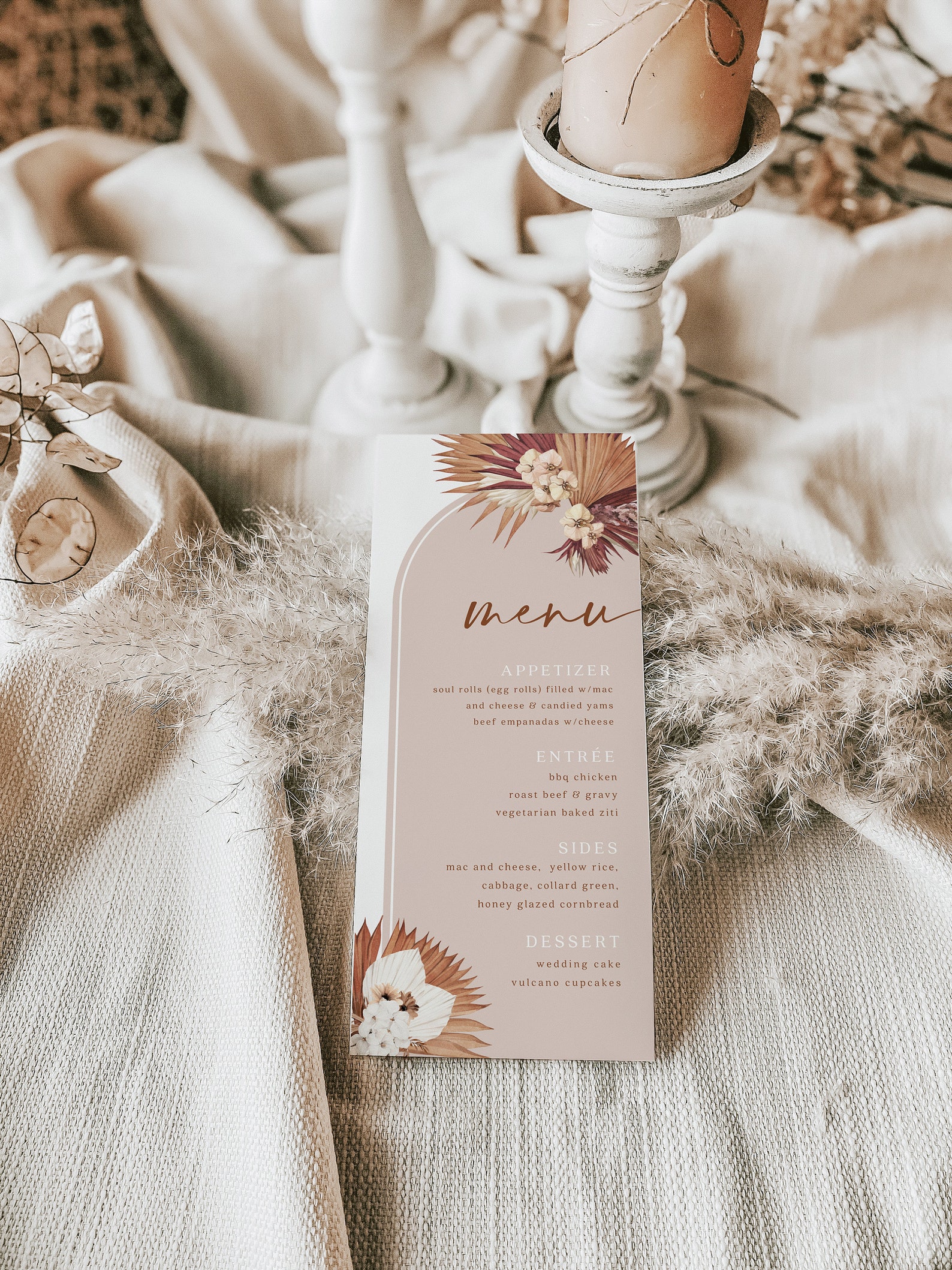 Boho Chic Menu Car Boho Wedding Menu Menu Template Modern - Etsy
