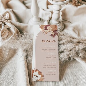 Boho Chic Menu Car, Boho Wedding Menu, Menu Template, Modern Terracotta ...