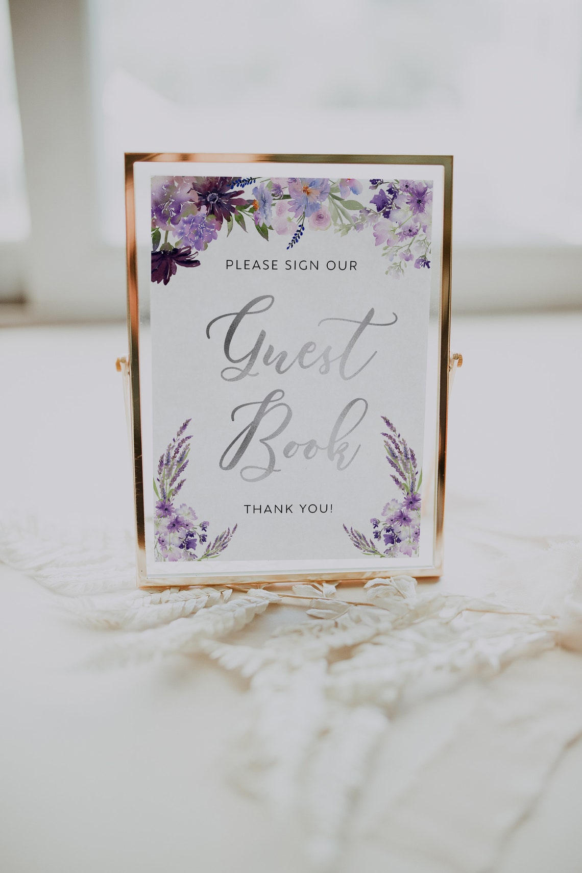 Lavender Guest Book Sign Lavender Purple and Silver Wedding - Etsy