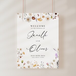 Wildflower Welcome Sign, Wedding Welcome Sign, Welcome Sign Template ...