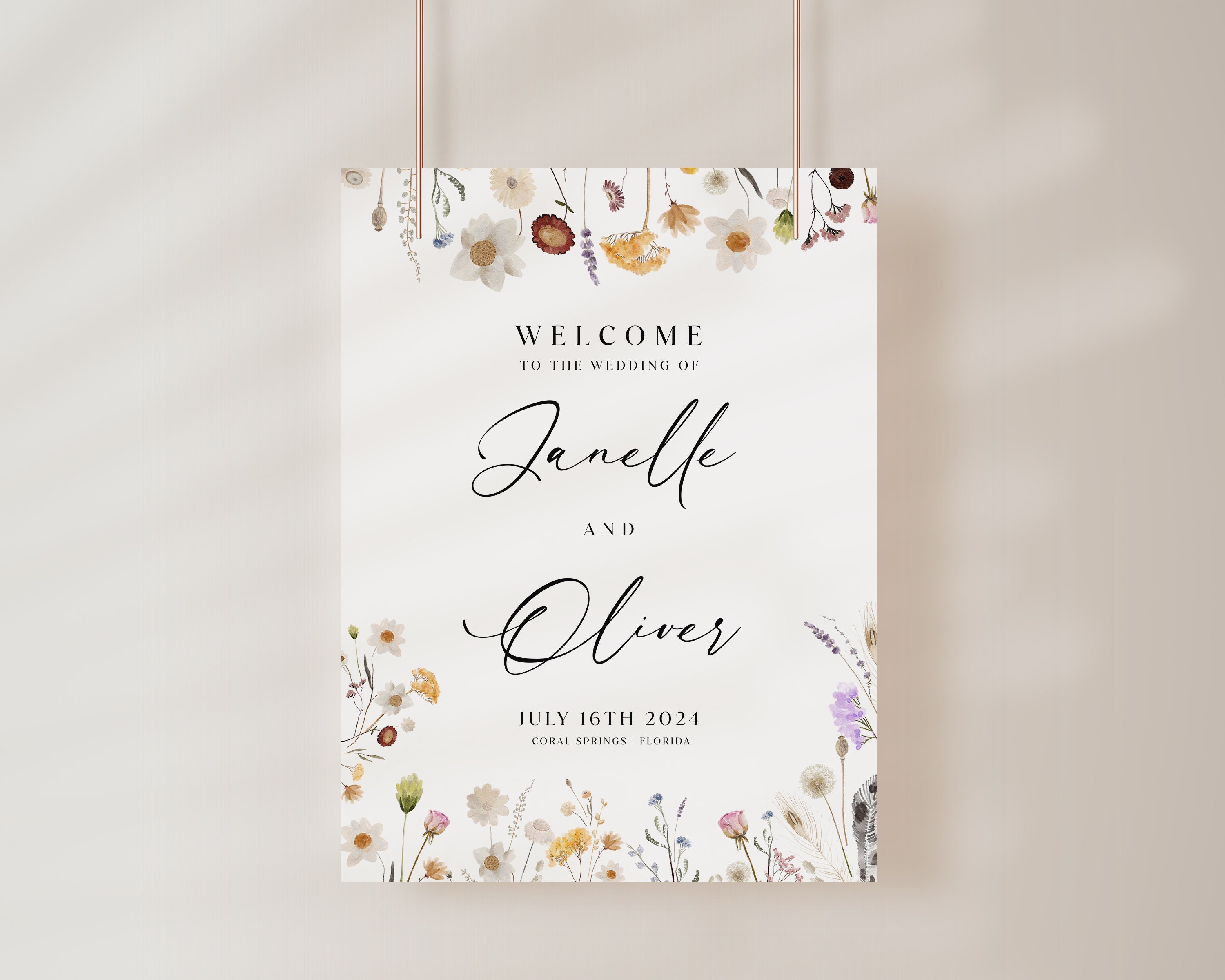 Wildflower Welcome Sign Wedding Welcome Sign Welcome Sign | Etsy