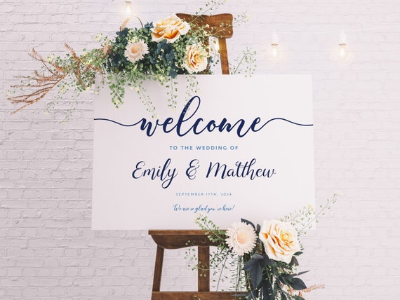 Navy Welcome Sign Template Simple Modern Wedding Welcome Sign - Etsy