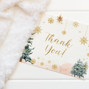 Winter Thank You Cards, Christmas Thank You Cards, Baby Shower Thank ...