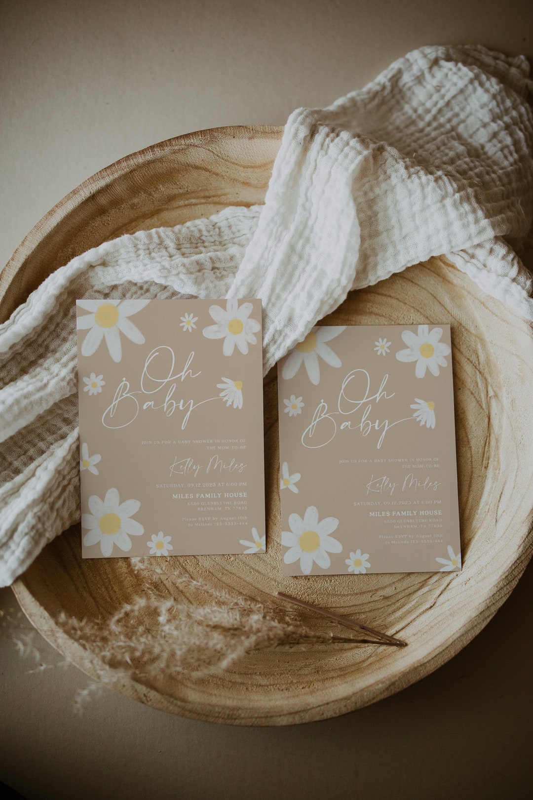 Oh Baby Invitation, Daisy Baby Shower Invitation, Baby in Boom ...