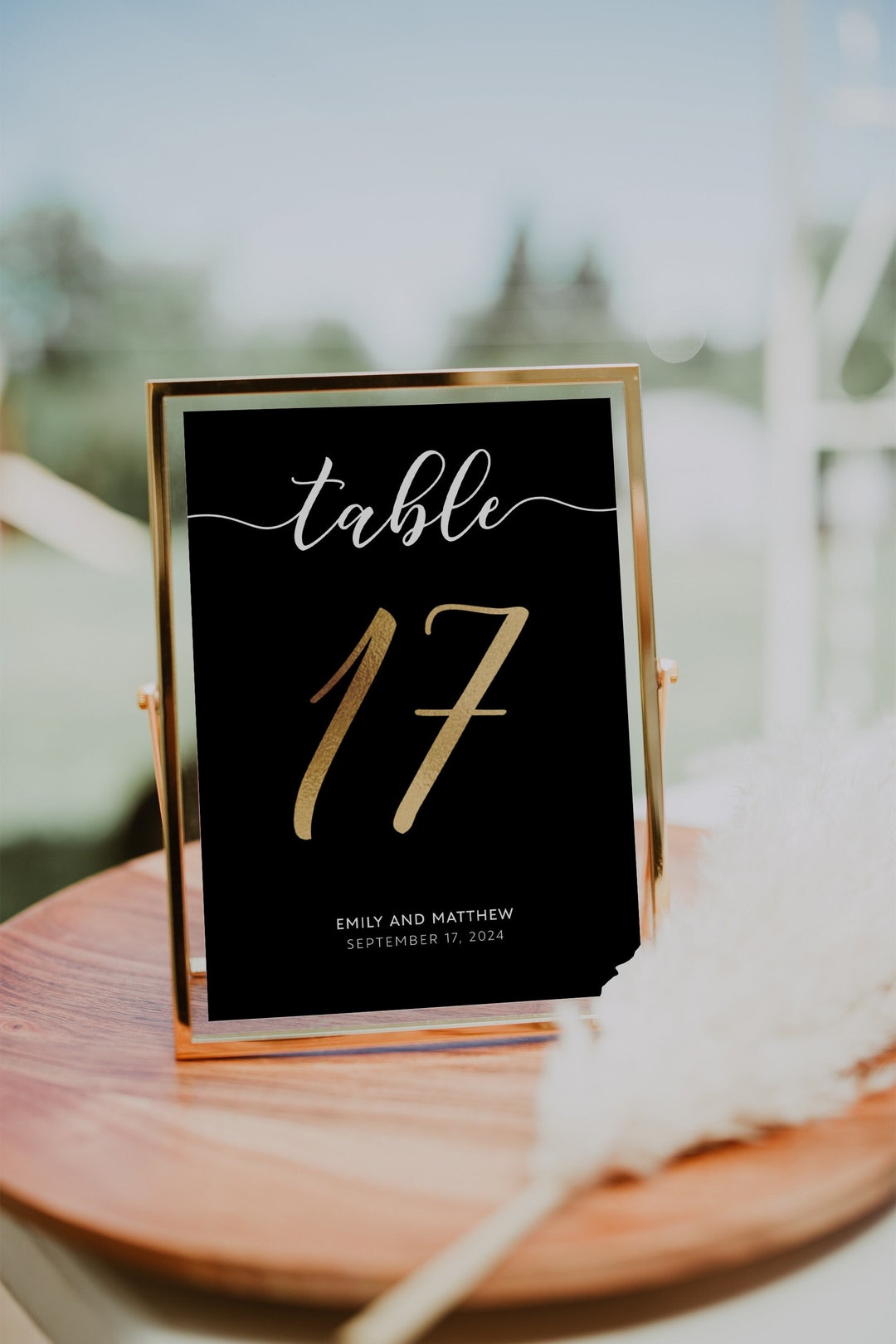 Gold Table Numbers, Black and Gold Wedding Sign, Wedding Table Number ...