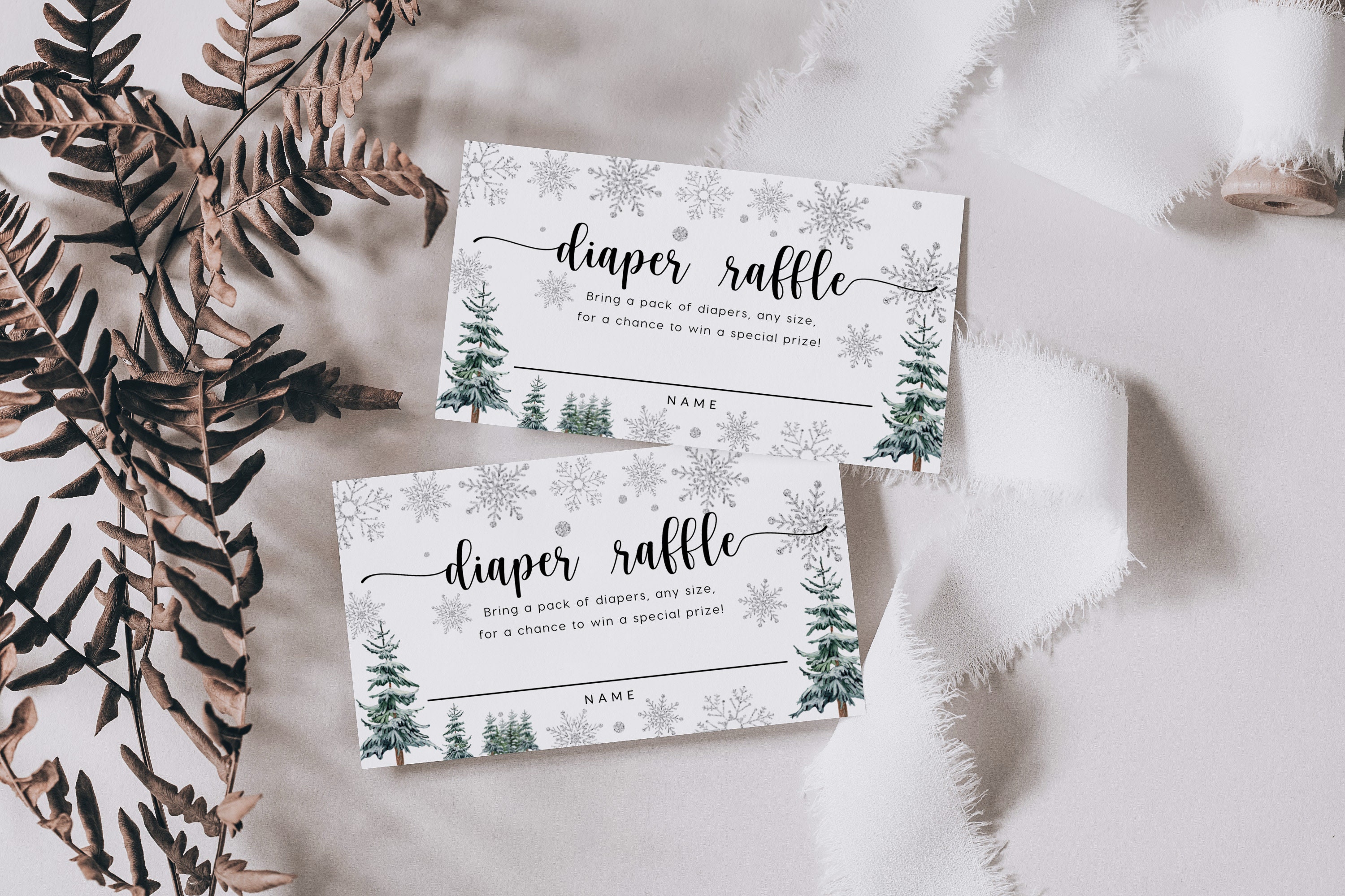 Diaper Raffle Name Cards Diaper Raffle Ticket Winter - Etsy