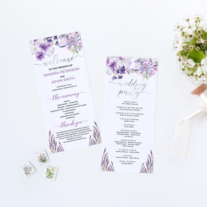 Wedding Program Cards, Wedding Ceremony Program Cards, Lavender, Purple ...