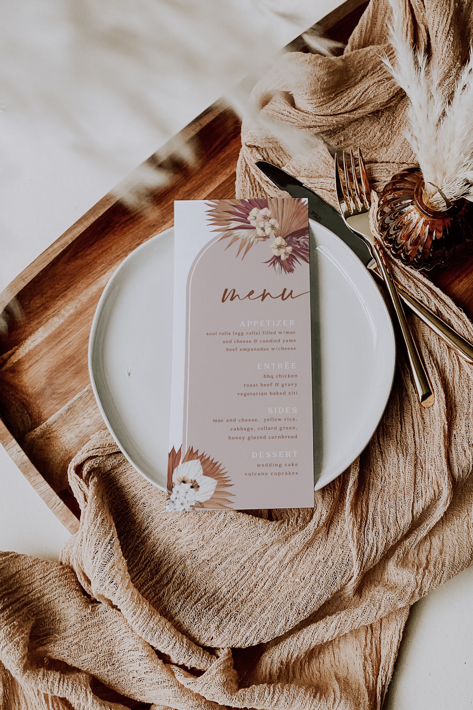 Boho Chic Menu Car Boho Wedding Menu Menu Template Modern - Etsy