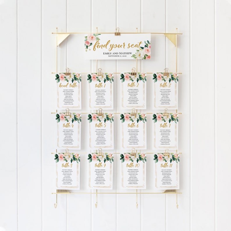 Floral Seating Chart Wedding Seating Chart Template Hanging - Etsy