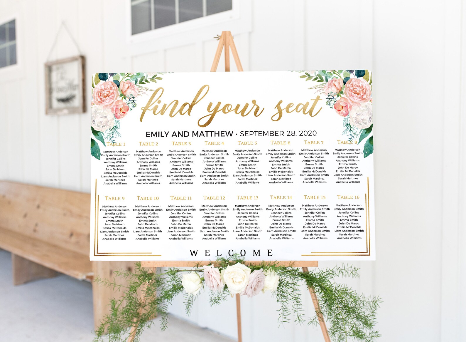 Flower Seating Chart Gold Seating Chart Seating Chart - Etsy