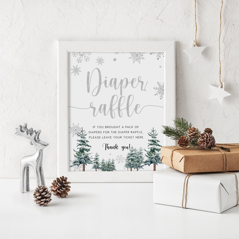 Winter Diaper Raffle Sign Diaper Raffle Baby Shower Bridal - Etsy