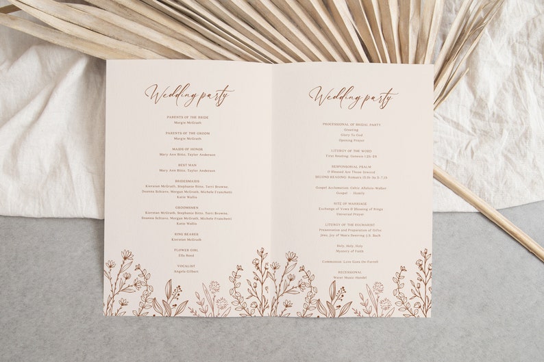 Wedding Program Booklet Template Terracotta Beige Wedding - Etsy
