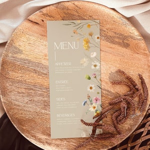 Wedding Menu Template, Beige Menu, Boho Wildflower Menu Cards evie - Etsy