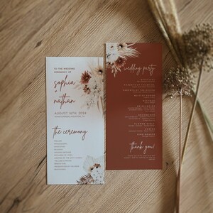 Boho Wedding Program Template, Ceremony Program Template, Order of Service or Event Program ...
