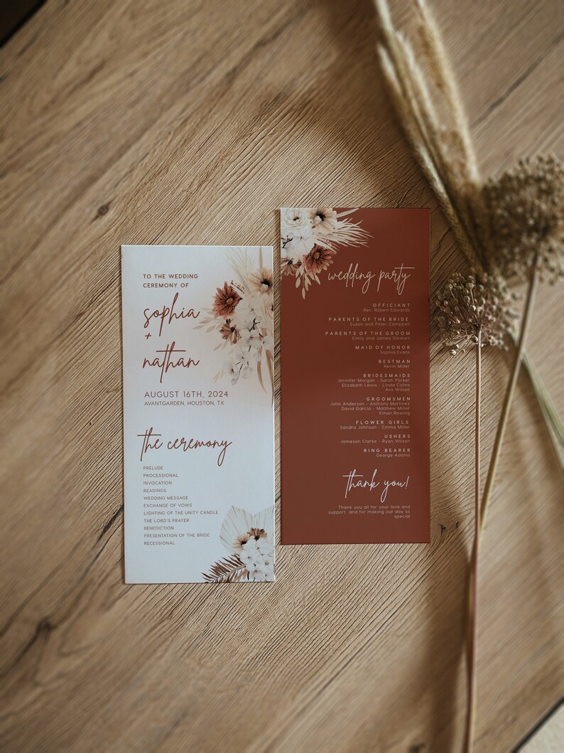 Boho Wedding Program Template Ceremony Program Template - Etsy