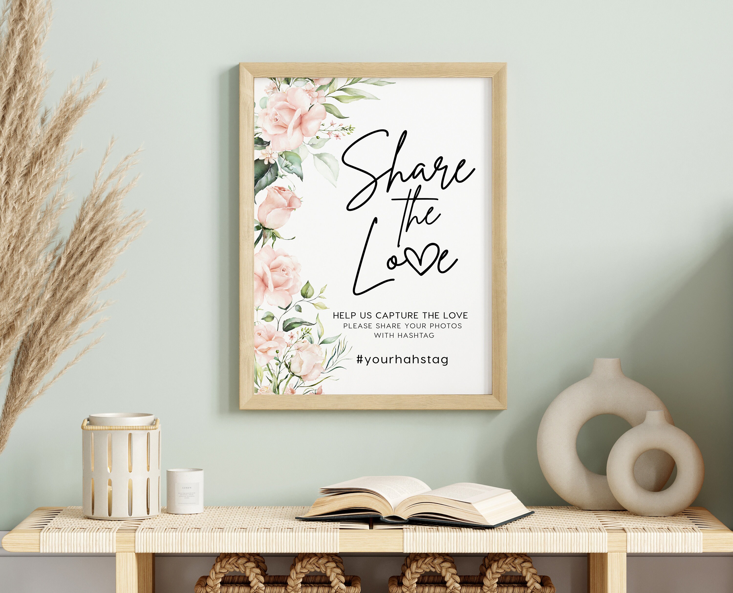 Share the Love Wedding Sign Wedding Hashtag Sign Floral - Etsy