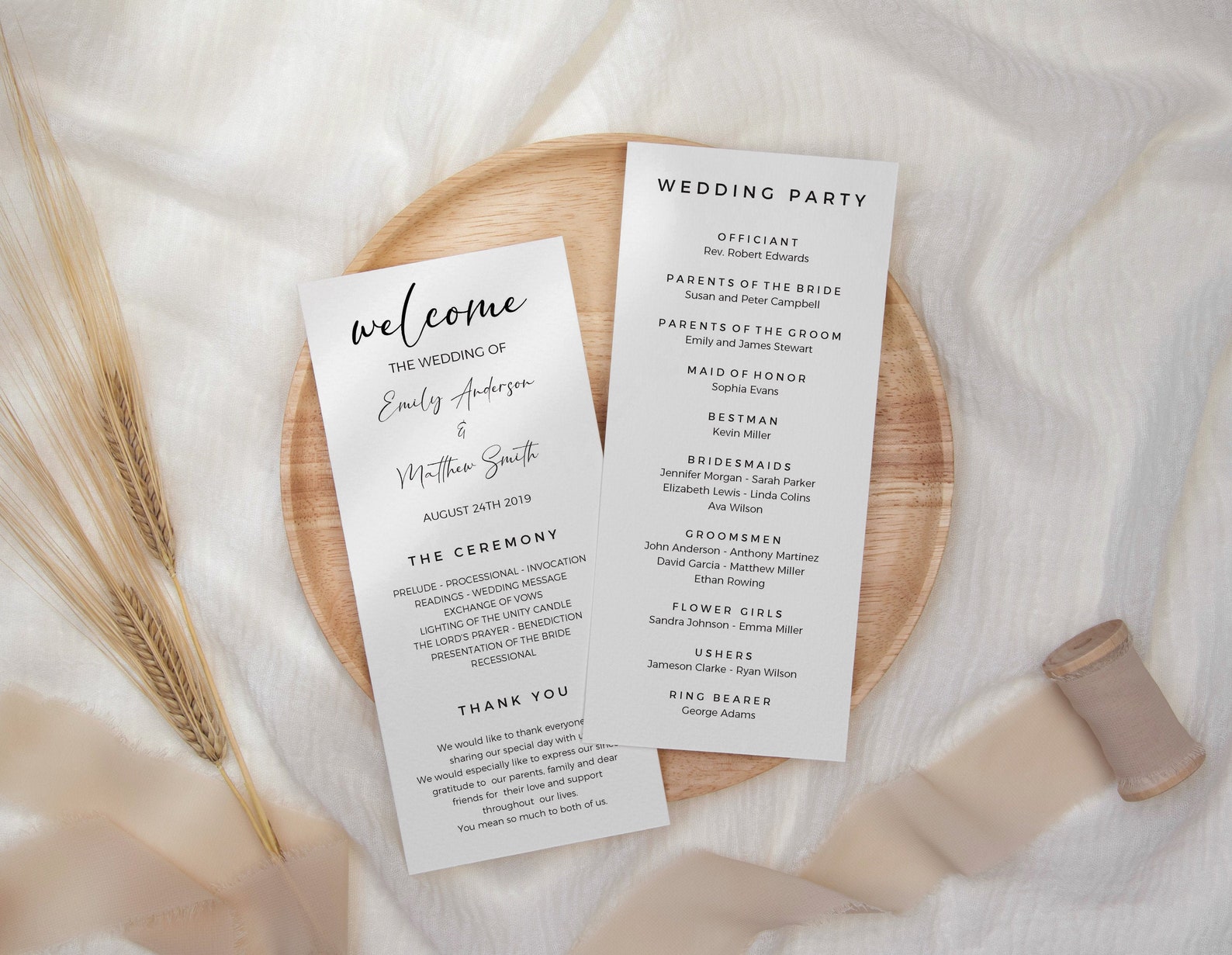 Wedding Program Boho Program Template Wedding Ceremony - Etsy
