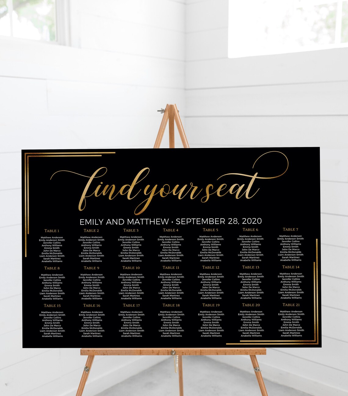 Wedding Seating Chart Black Gold Seating Chart Gold Foil - Etsy