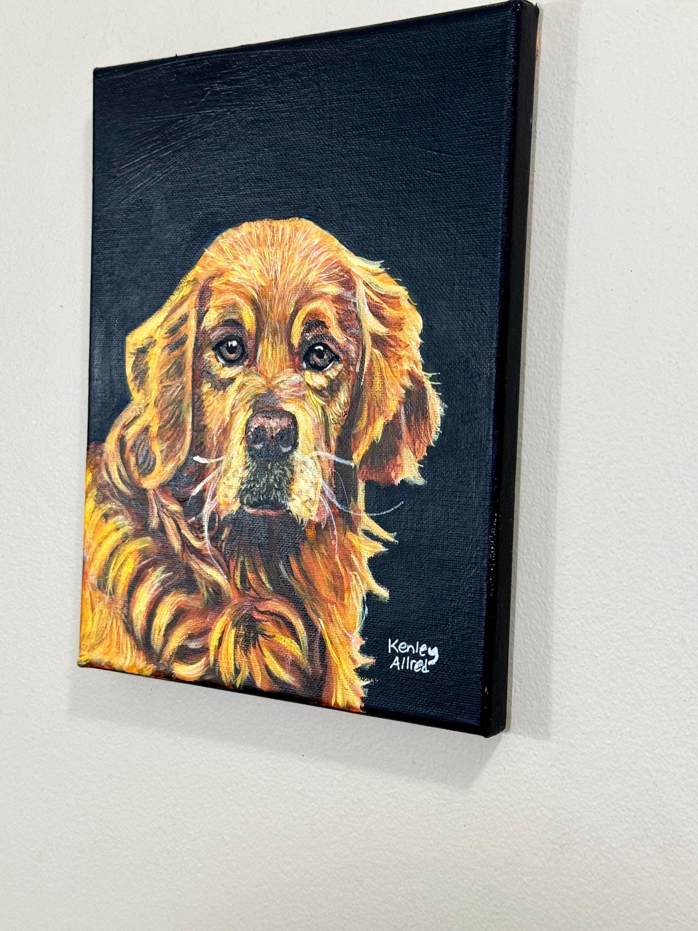 Original Art , Artwork , Dog Art , Wall Art , Canvas Painting , Golden ...
