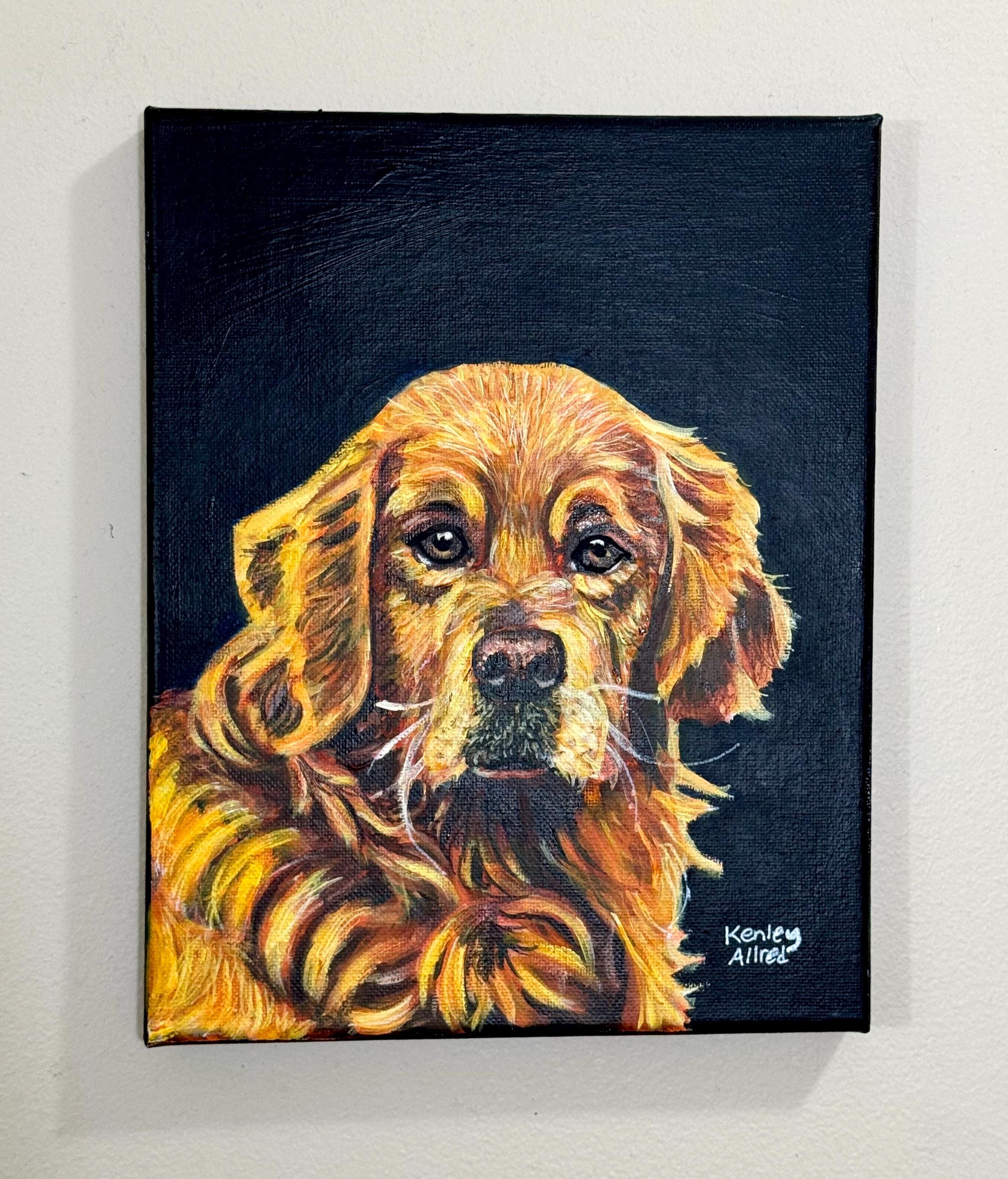 Original Art , Artwork , Dog Art , Wall Art , Canvas Painting , Golden ...