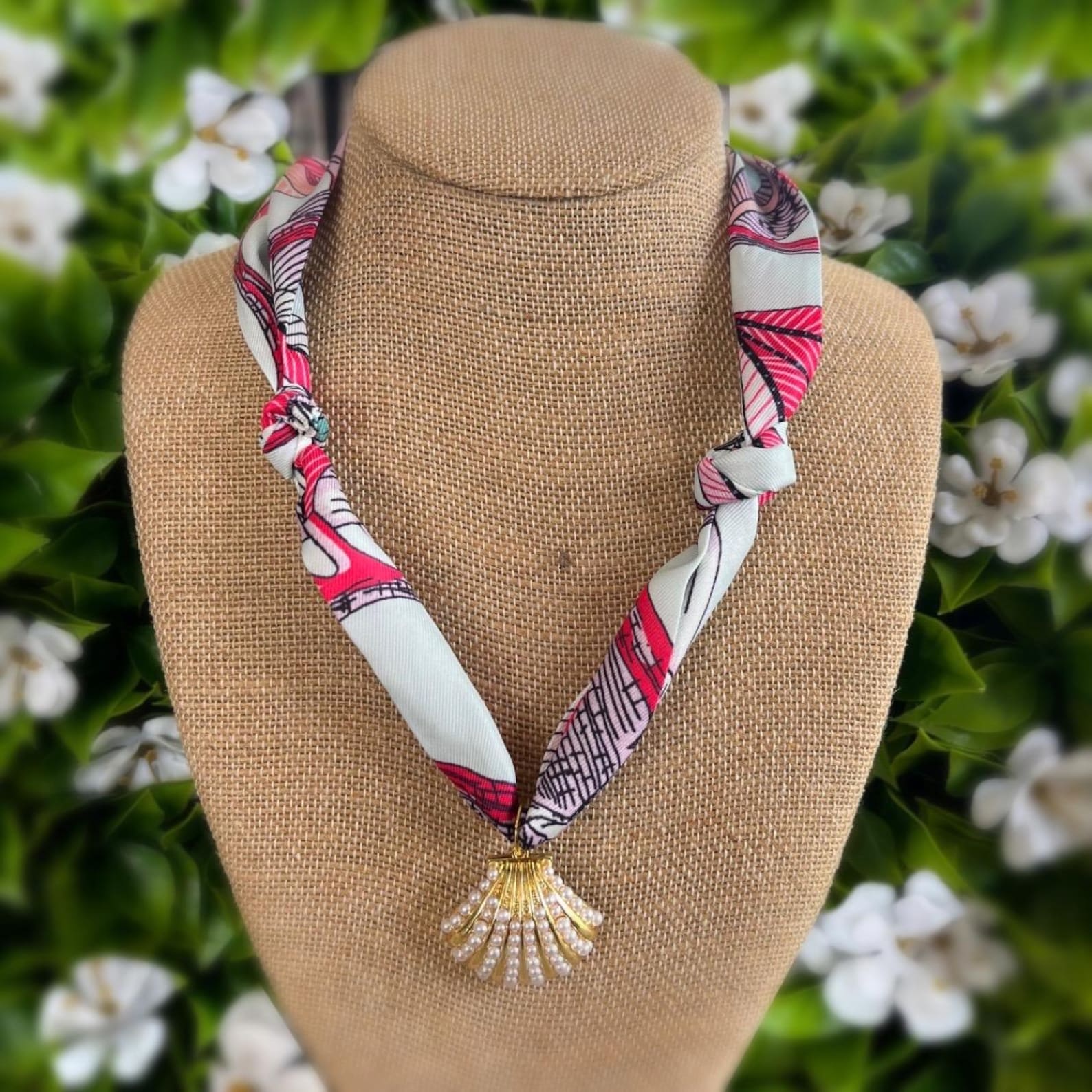 Silk Scarf Necklace | Scarf Charm Necklace | Handkerchief Necklace ...