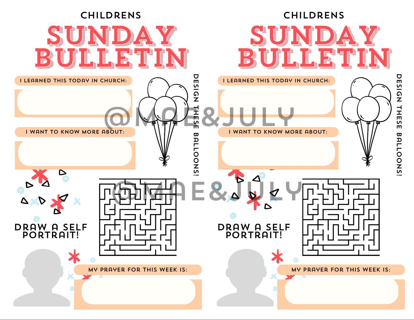 Printable Children’s Church Bulletin - Etsy