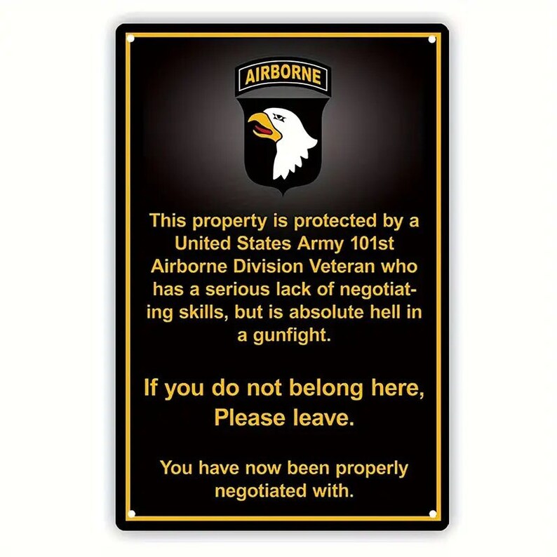 United States Army 101st Airborne Veteran Metal Sign - Etsy