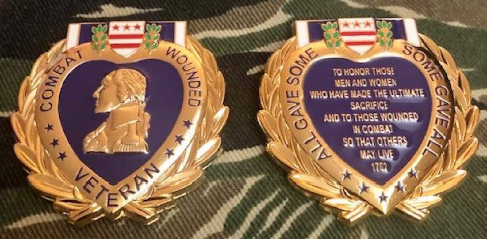 Purple Heart Challenge Coin Army Marines Navy Air Force Coast Guard - Etsy
