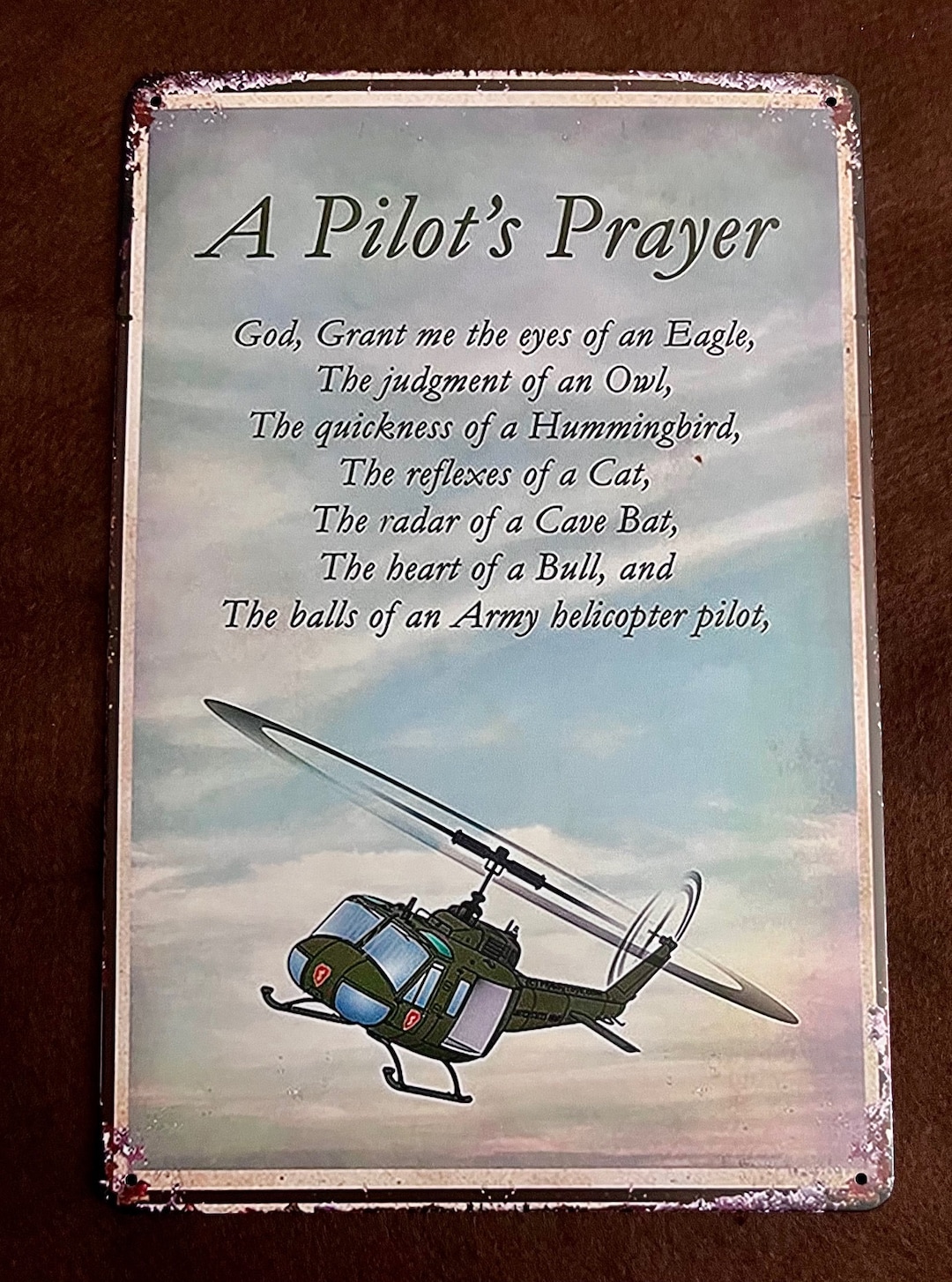 United States Army Pilot's Prayer Metal Sign - Etsy