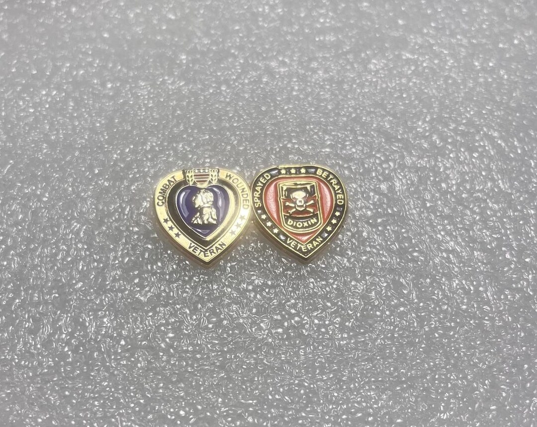 Purple Heart Combat Wounded and Agent Orange Combo Pin...army Marines ...