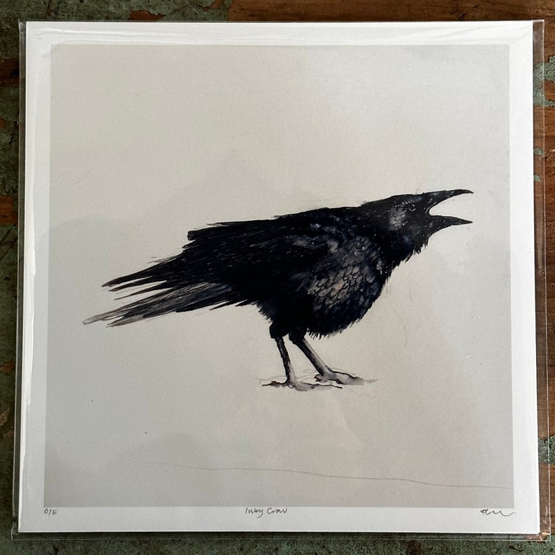 Inky Crow 8 X 8" Giclee Print - Etsy