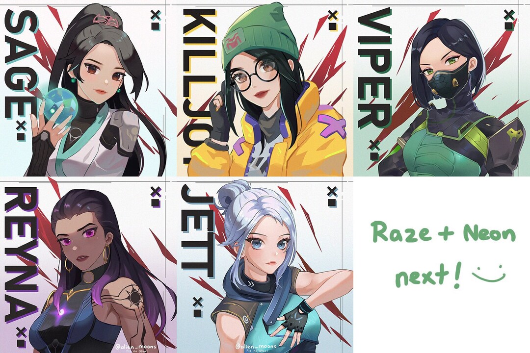 Valo Square Prints Agents Sage Viper Reyna Jett Killjoy Etsy