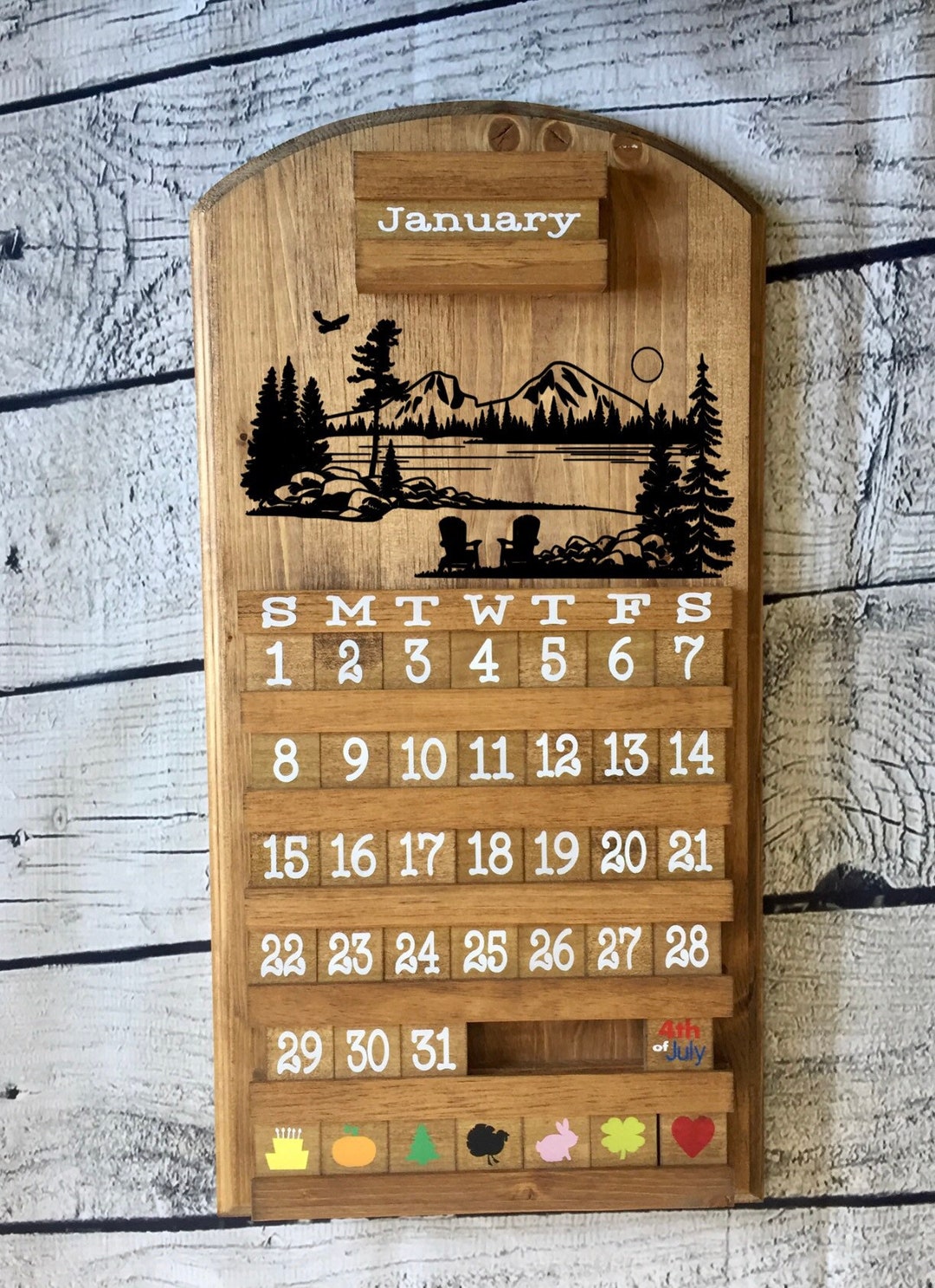 Perpetual Calendar, Wooden Calendar, Lake Calendar, Scenery, Holiday ...